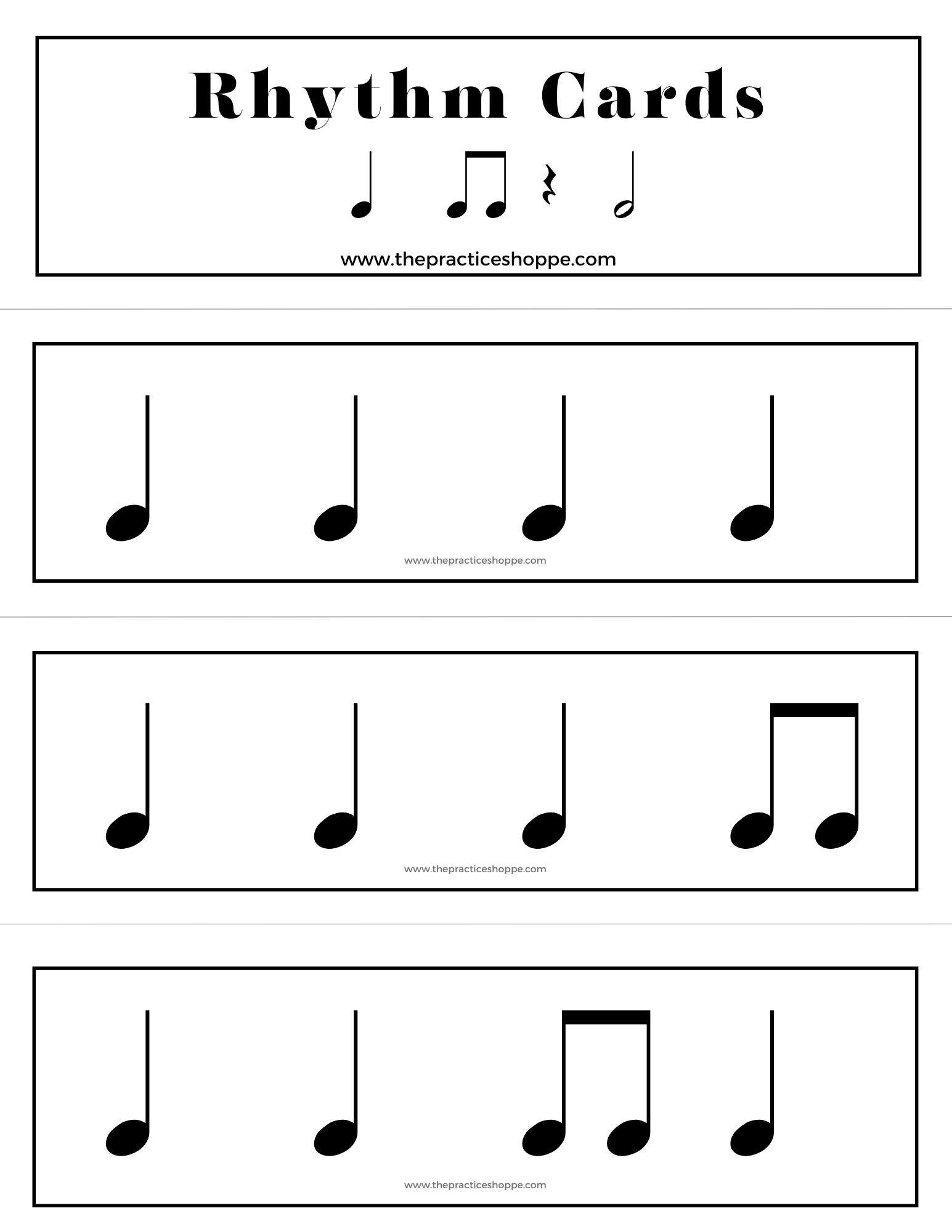 Level One Rhythm Cards (Digital Download) – The Practice Shoppe