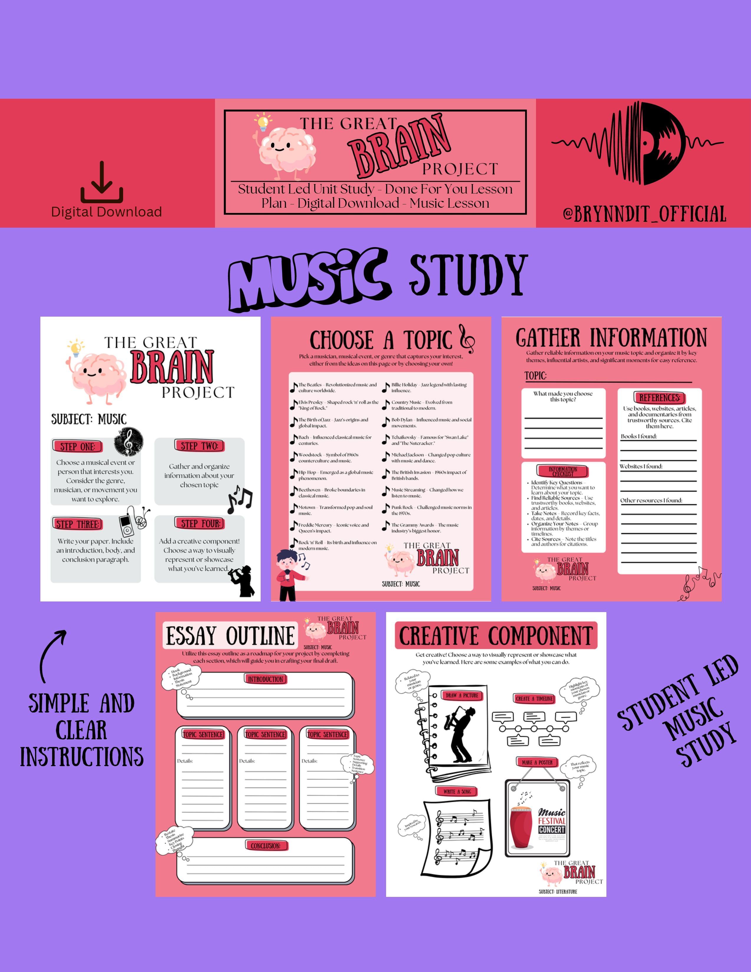 The Great Brain Project: Music Lesson Packet – The Practice Shoppe