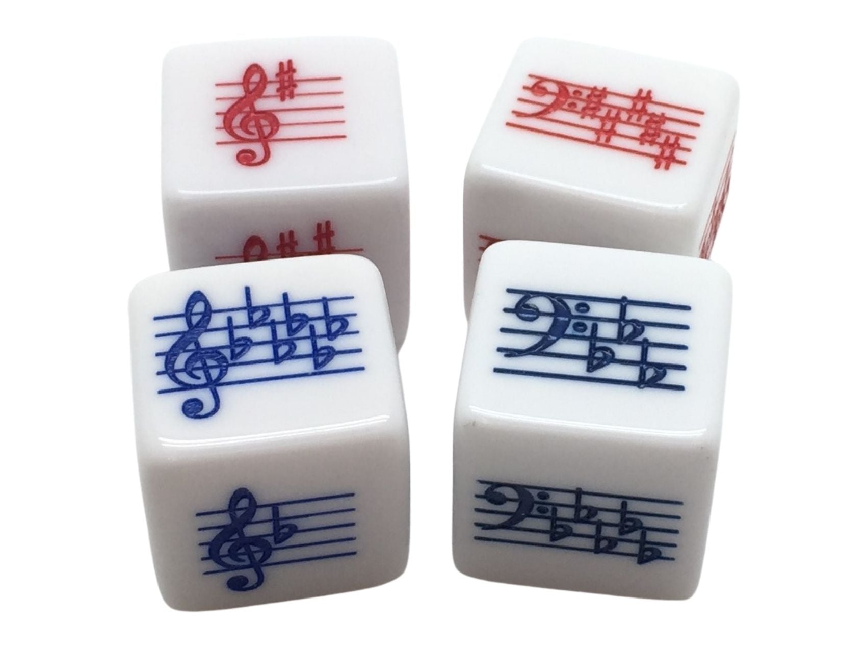 25 mm Key Signature Dice - Treble/Bass Clef - Sharps/Flats - Set of 4 ...