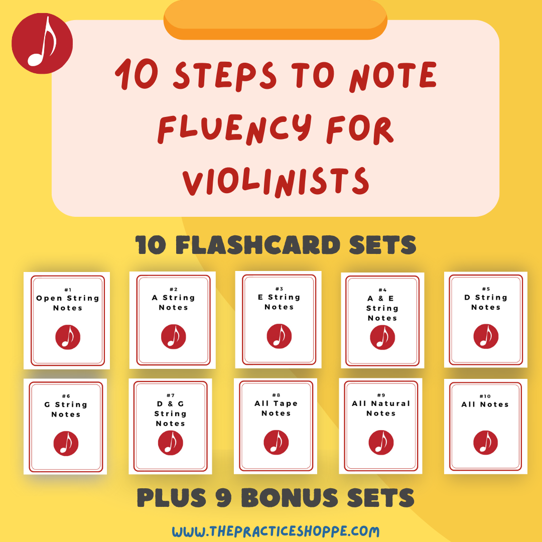 10 Steps to Note Fluency for Violinists - 18 Sets of Flashcards (Digit ...