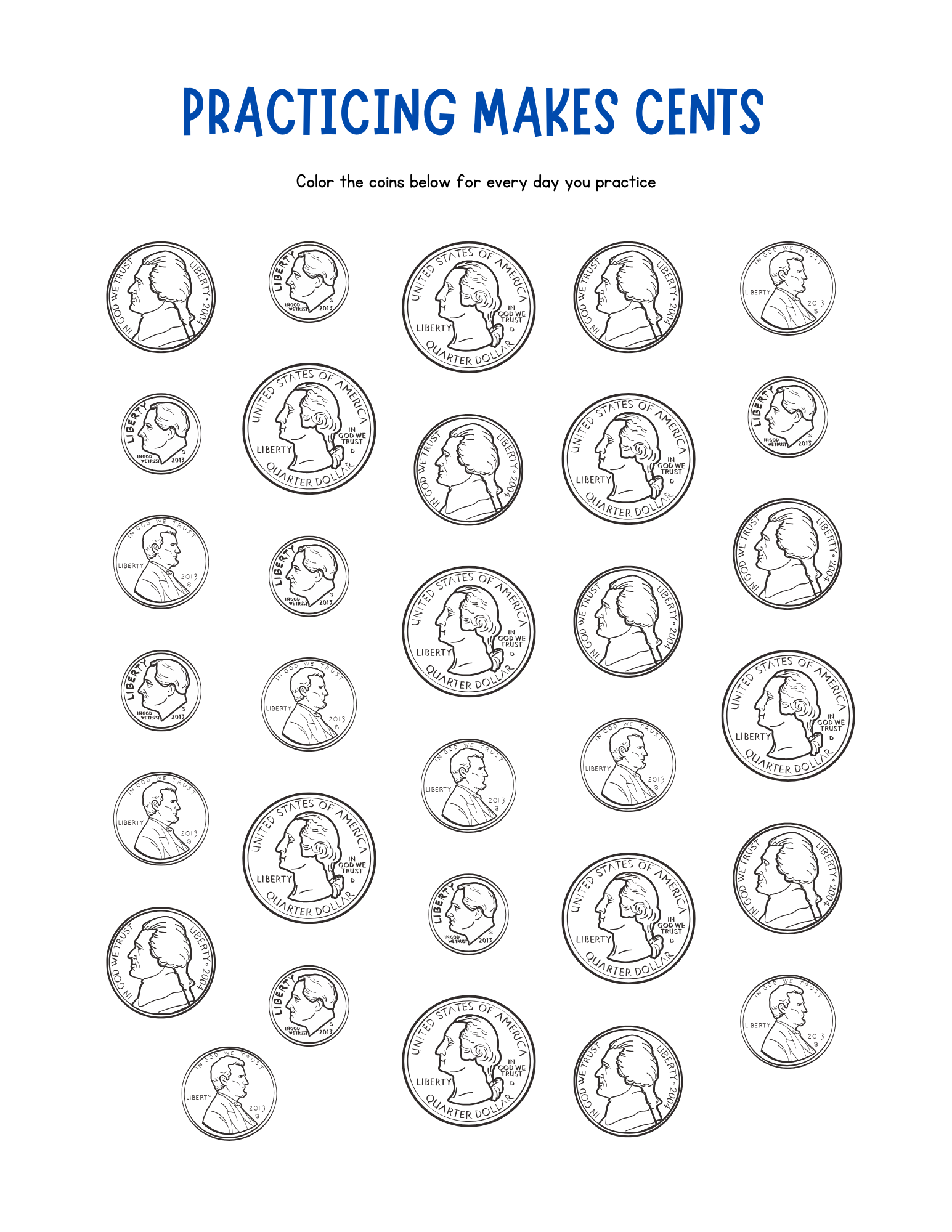Practicing Makes Cents Practice Chart (Digital Download) – The Practice ...