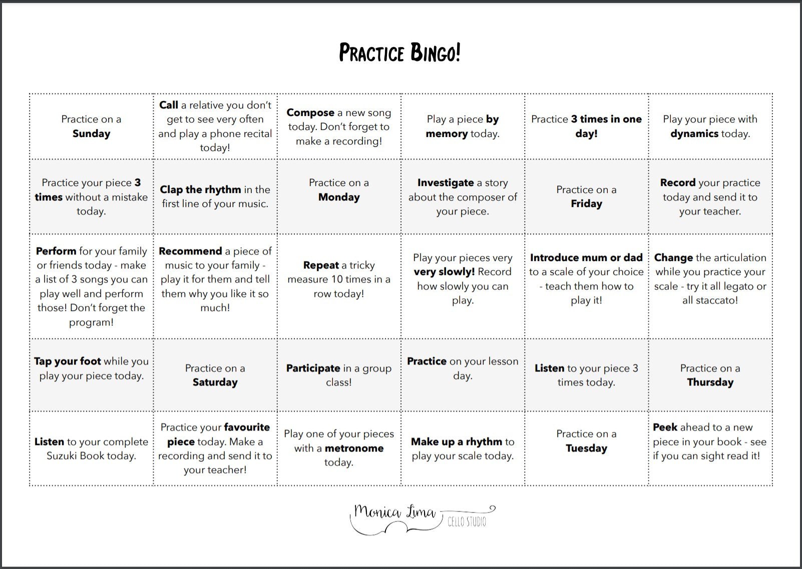 Practice Bingo – The Practice Shoppe