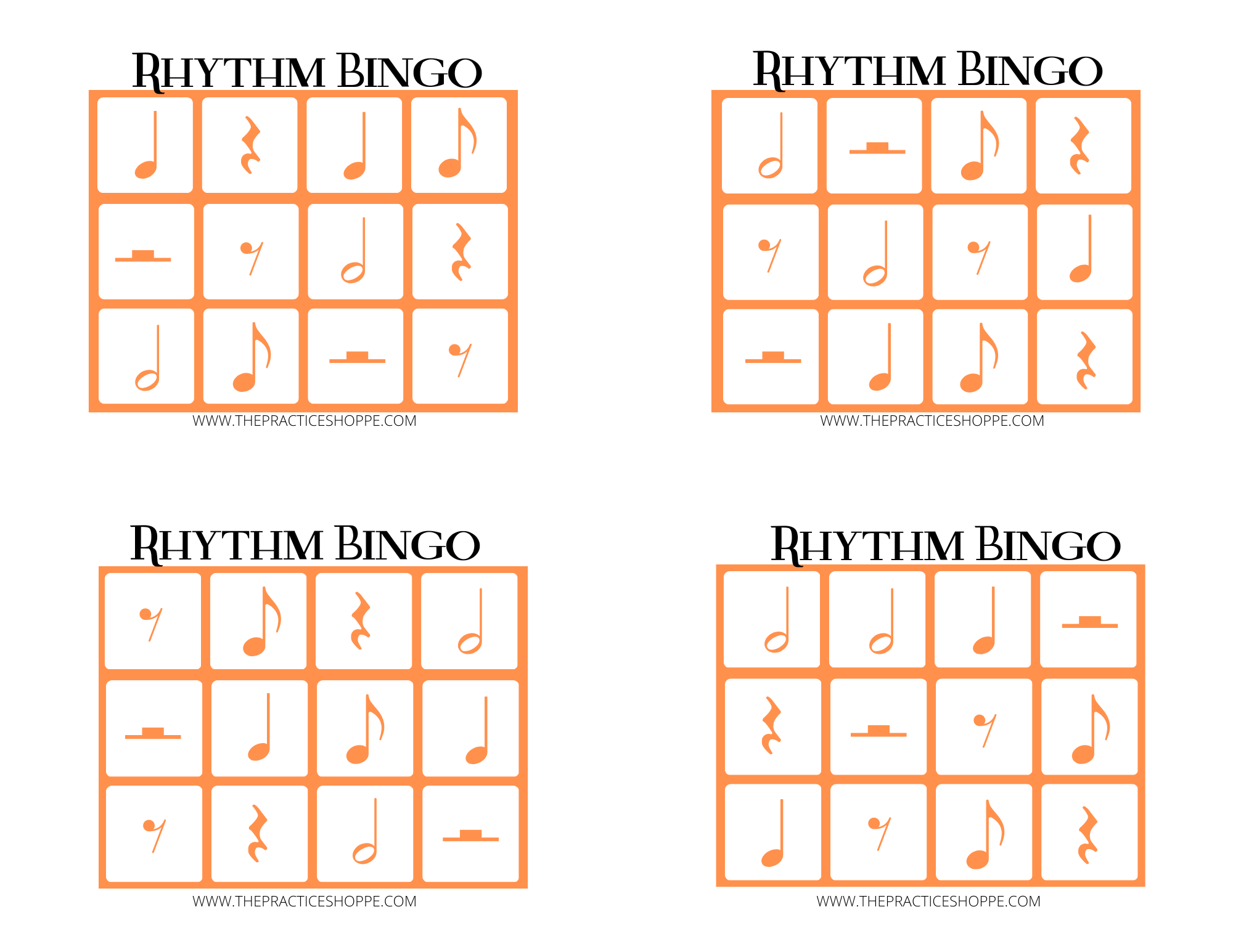 Orange Rhythm Dice Mini Bingo (digital download) – The Practice Shoppe