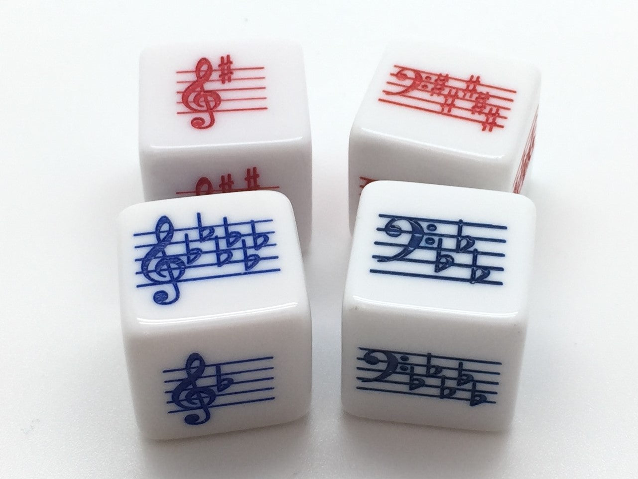 25 mm Key Signature Dice - Treble/Bass Clef - Sharps/Flats - Set of 4 ...
